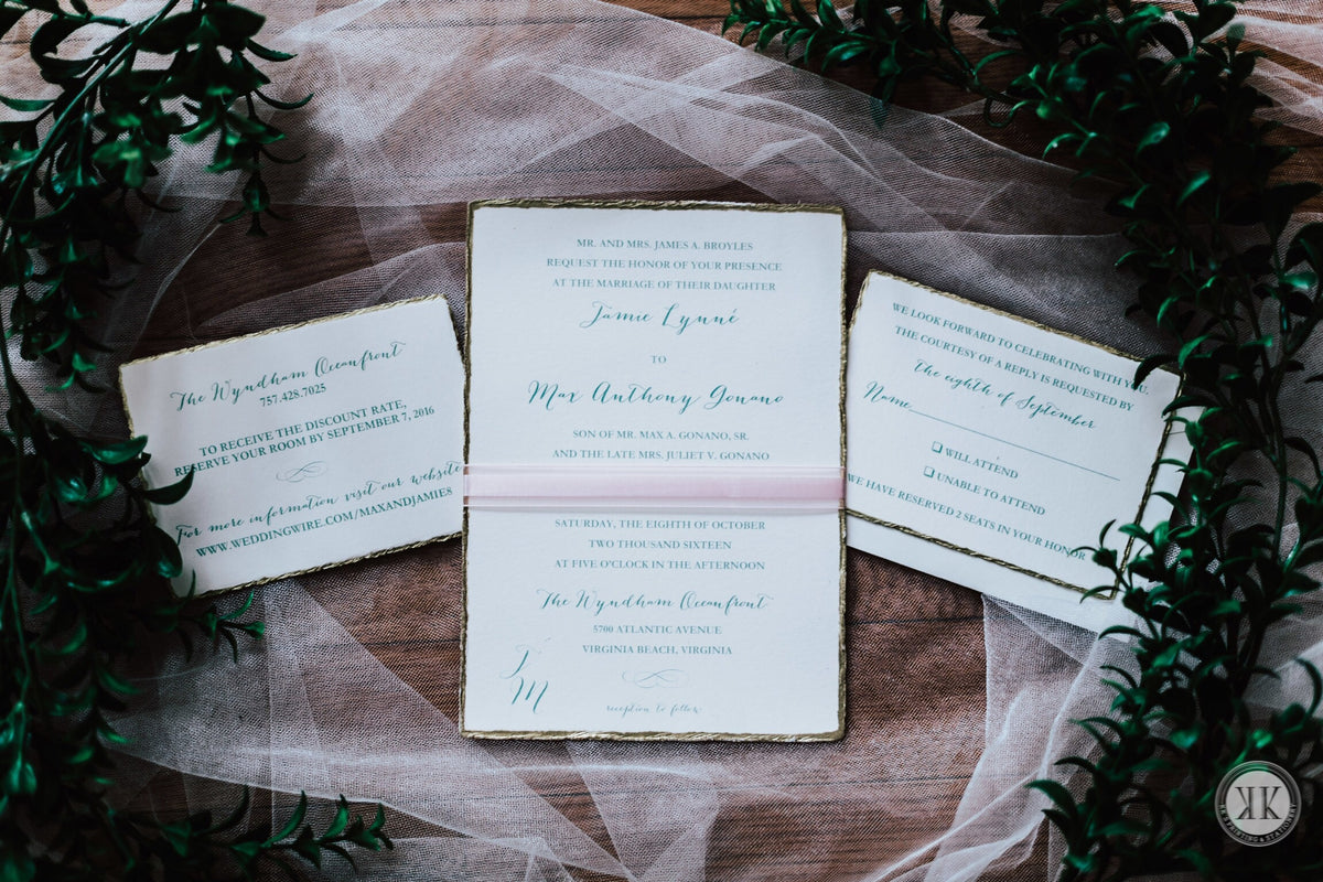 Deckled Gold Edge Invitation Suite – KK's Printing